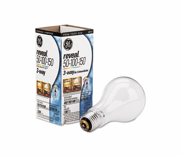 GEL97785 Three-Way Incandescent Globe Bulb, 50/100/150