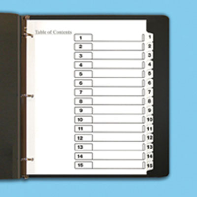 LOP12329 Printable Table of Contents Dividers, White, 1