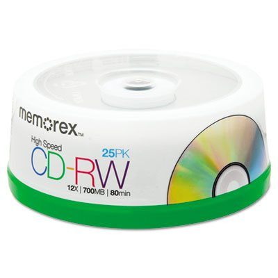 MEM03424 Memorex CD-RW 8x-12x, 700MB/80 min, High-Speed