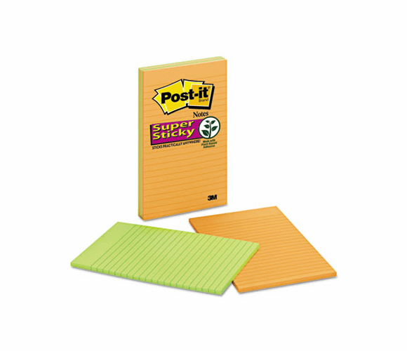 MMM5845SSAN Super Sticky Notes, 5x8, Lined, Assorted El
