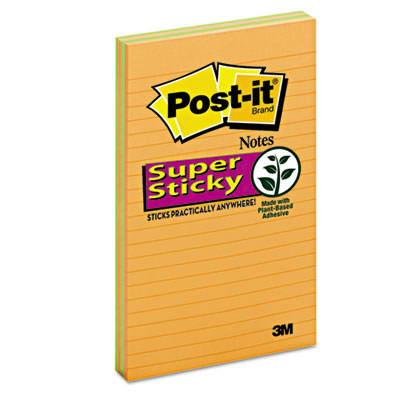 MMM5845SSAN Super Sticky Notes, 5x8, Lined, Assorted El