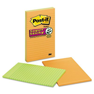 MMM5845SSAN Super Sticky Notes, 5x8, Lined, Assorted El
