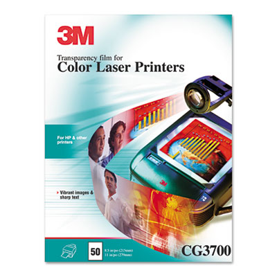 MMMCG3700 Color Laser Printer Transparency Film, Clear,