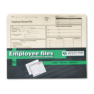 QUA69998 Employee Record Folder, Top Tab, Letter, Manil