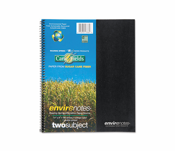 ROA13364 Environotes Sugarcane Notebook, 9x11, 2 Subj,