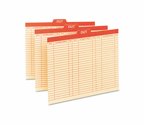 SMD51910 Charge-Out Record Guides, 1/5 Red "OUT" Tab, M