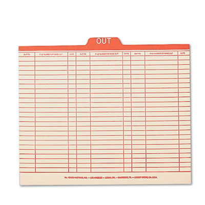 SMD51910 Charge-Out Record Guides, 1/5 Red "OUT" Tab, M