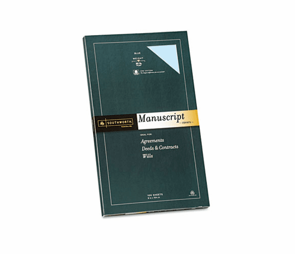 SOU41S 25% Cotton Manuscript Covers, Blue, 30 lbs., Wo
