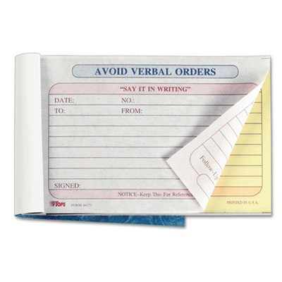 TOP46373 Avoid Verbal Orders Manifold Book, 6 1/4x4 1/4