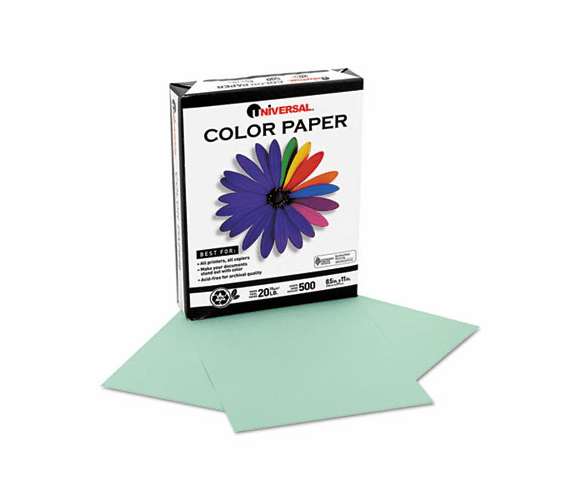 UNV11203 Colored Paper, 20lb, 8-1/2x11, Green, 500 Shee