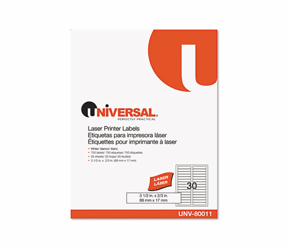 UNV80011 Laser Printer File Folder Labels, 2/3 x 3-7/16