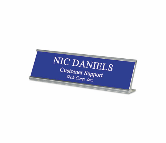 USS91301 Custom Desk/Counter Sign, 2x8, Silver Frame