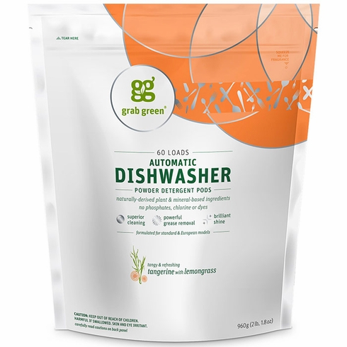 Grab Green, Automatic Dishwashing Powder Detergent Pods, Tangerine with ...