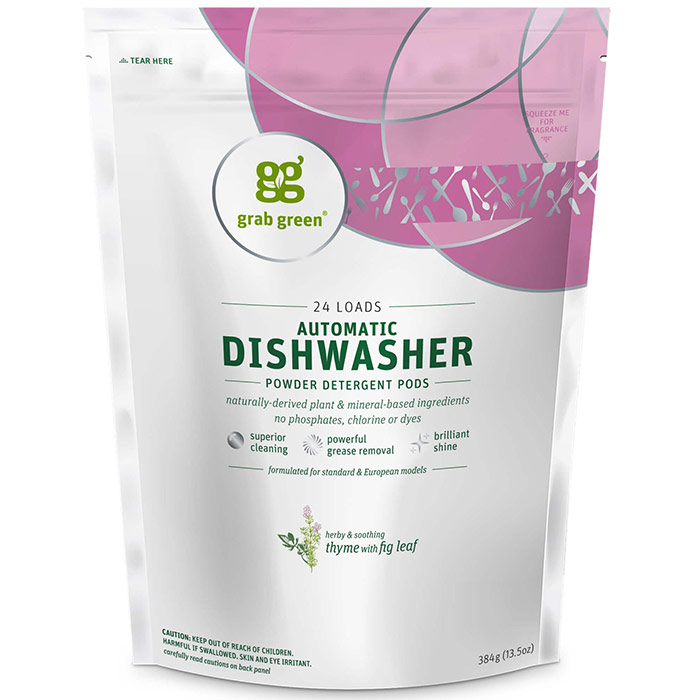 Grab Green, Automatic Dishwashing Powder Detergent Pods, Thyme with Fig Leaf, 24 Loads, 13.5 oz ...