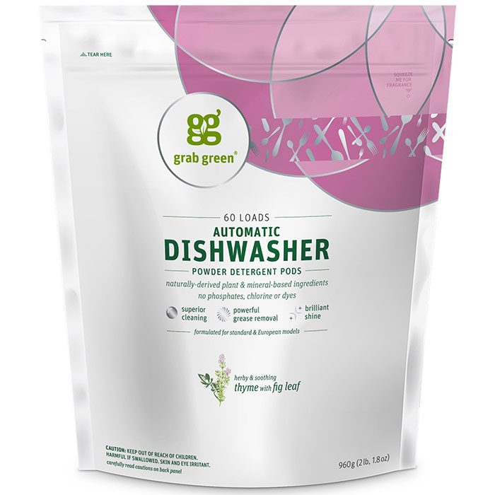 Grab Green, Automatic Dishwashing Powder Detergent Pods, Thyme with Fig ...