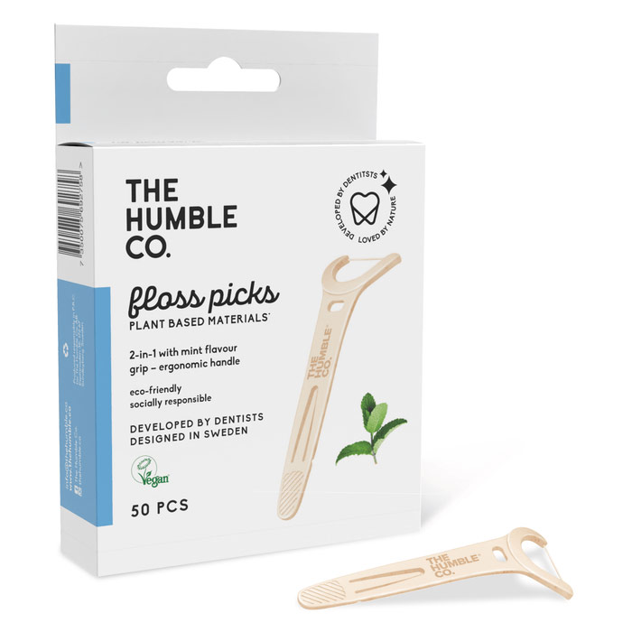 The Humble Co., Dental Floss Picks with Grip Handle - Mint, 50 pcs