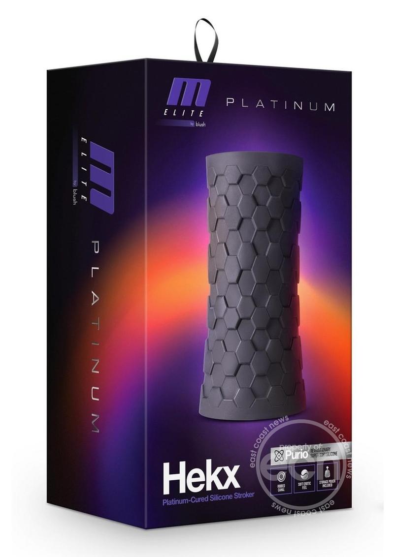 M Elite Platinum Hekx Silicone Stroker - Black Dual End