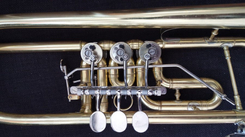 Pro Raw Brass Rotary Trumpet Bb Trigger for 3rd Valve