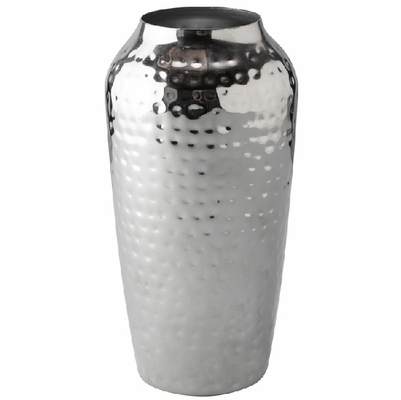 Handcrafted Artisan Round Vase in Silver or Copper