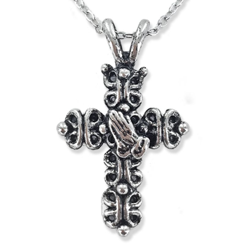 Praying Hands With Cross Necklace