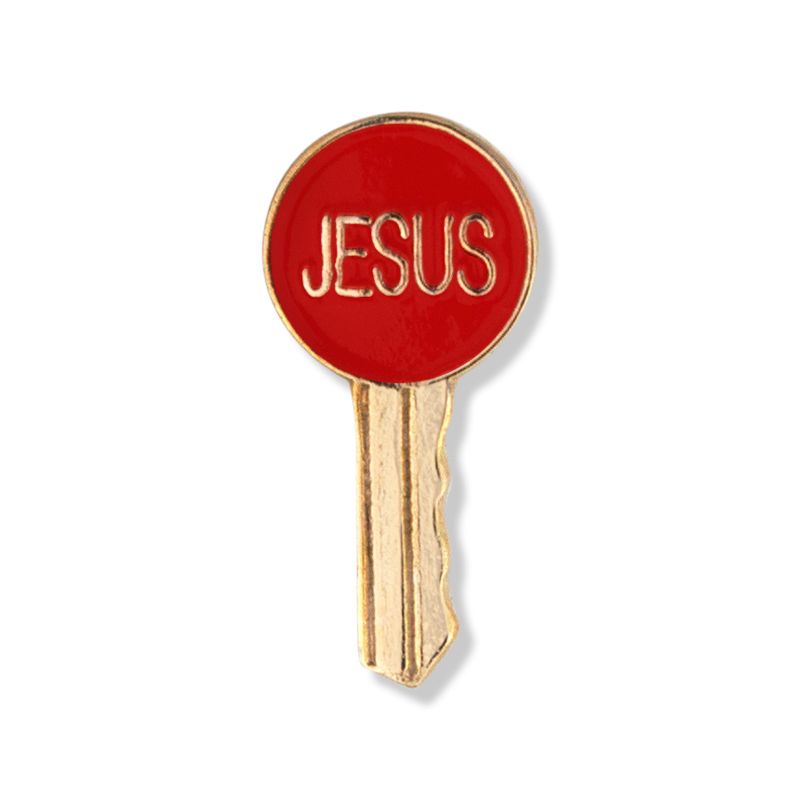 5 8 X 1 4 Inch Gold Enameled Jesus Key Lapel Pin 5-8-x-1-4-inch-gold-enameled-jesus-key-lapel-pin