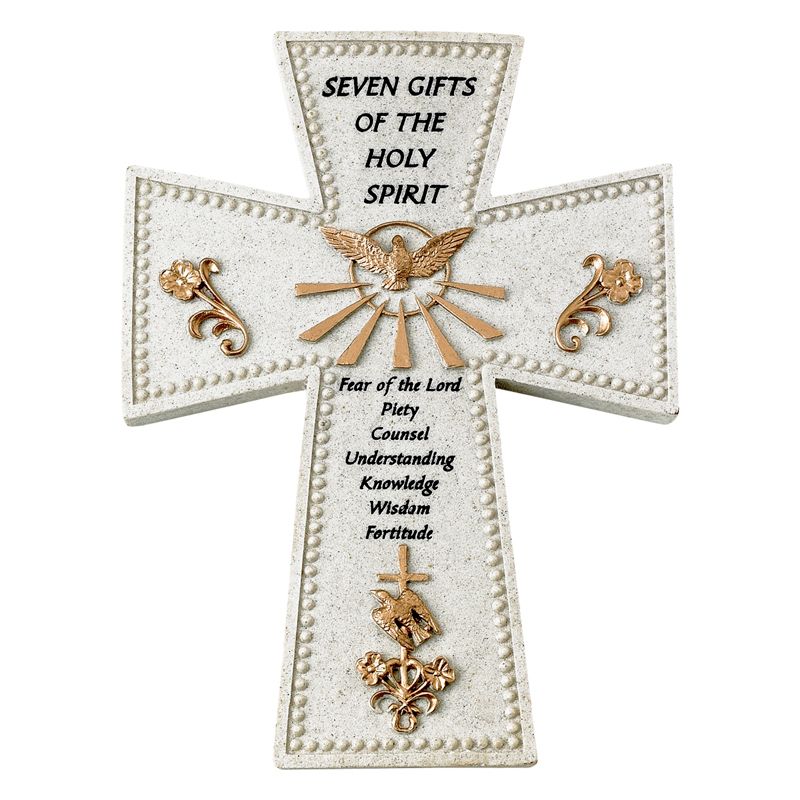 6 Inch Stone "Seven Gifts of the Holy Spirit" Confirmation Wall Cross