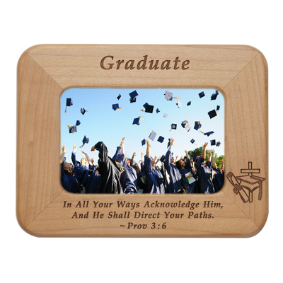 Graduation Laser Engraved Maple Wood Photo Frame Holds 4" x 6" Photo