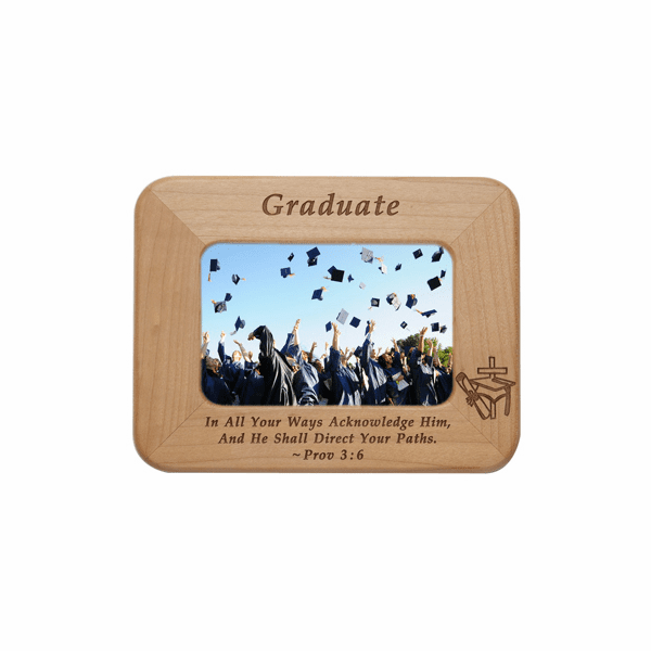 Graduation Laser Engraved Maple Wood Photo Frame Holds 4" x 6" Photo