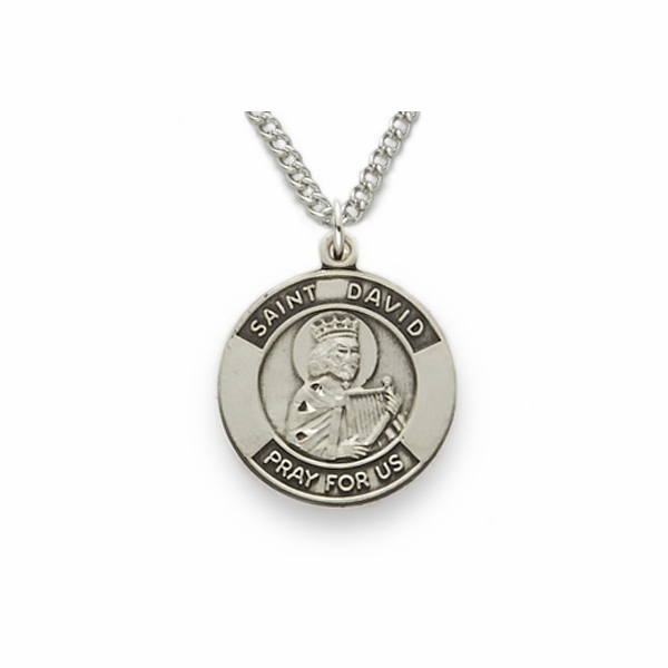 St. David, Patron Saint of Poets, Sterling Silver Engraved Medal