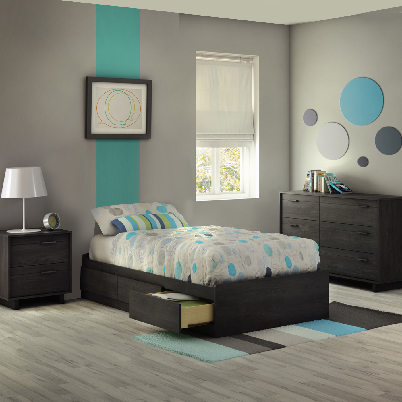 4 Piece Bedroom Set Summer Breeze Twin Mates Bed Headboard Double Dresser and 5 Drawer Chest Summer Breeze in Royal Cherry 3746212 3746098 3746027 3746035 by South Shore Bedroom Sets at SimplyKidsFurn...