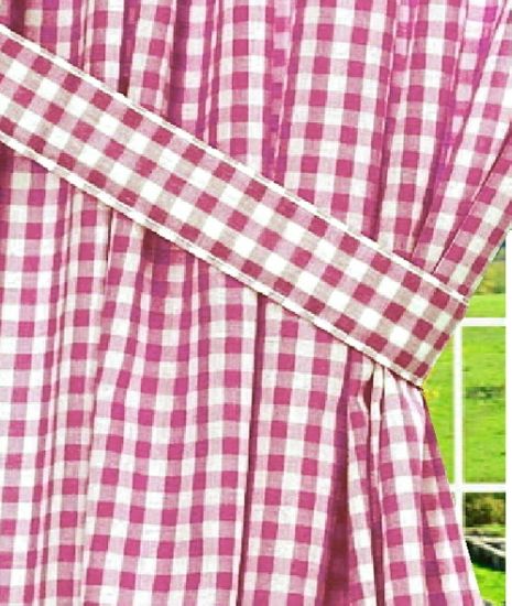 Hot Pink/Fuchsia and White Gingham Check Long Curtains