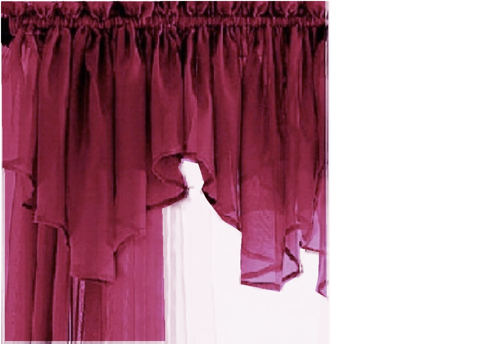 Country Red Sheer Voile V Shaped Ascot Window Valance