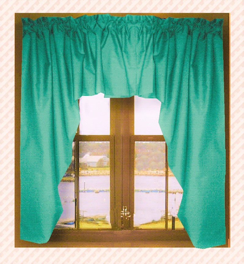 Solid Blue or Green Tinted Turquoise Swag Window Valance