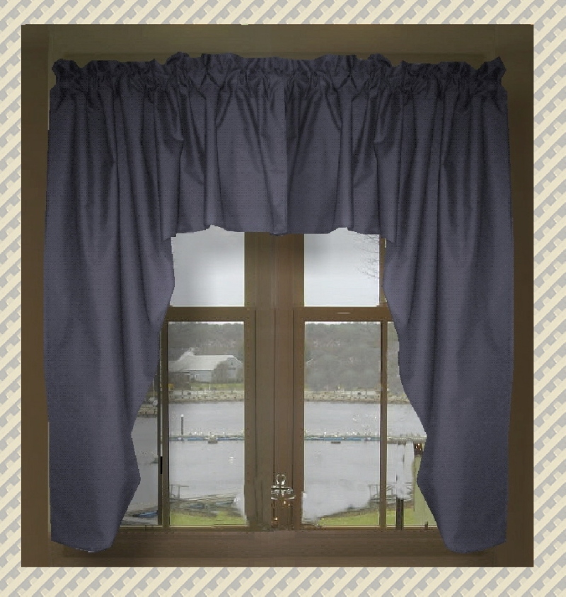 Solid Navy Blue Swag Valance