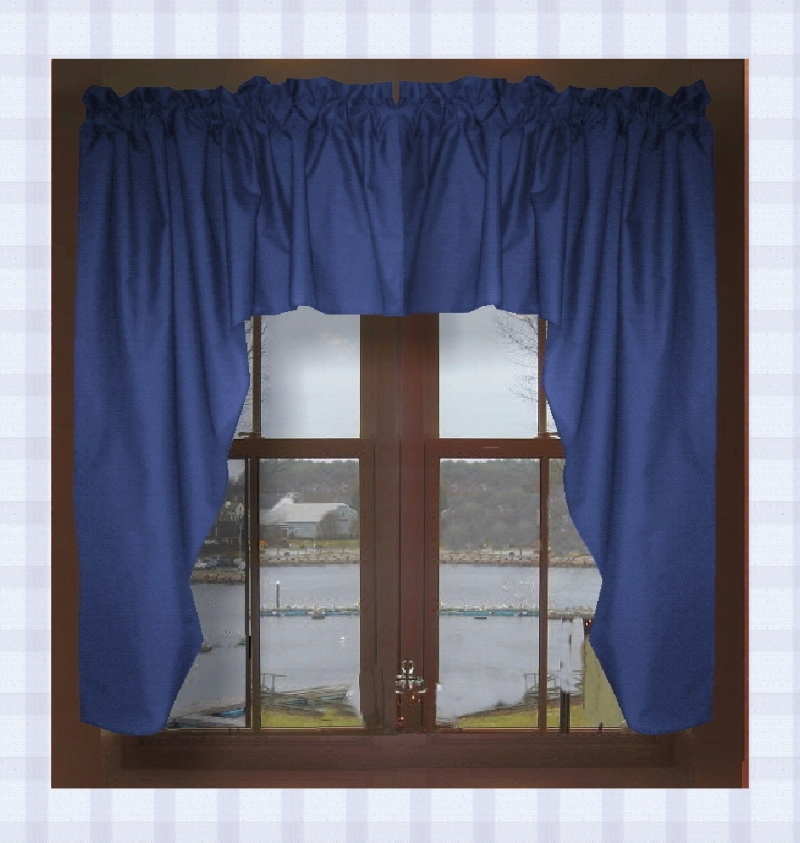 Solid Royal Blue Swag Window Valance
