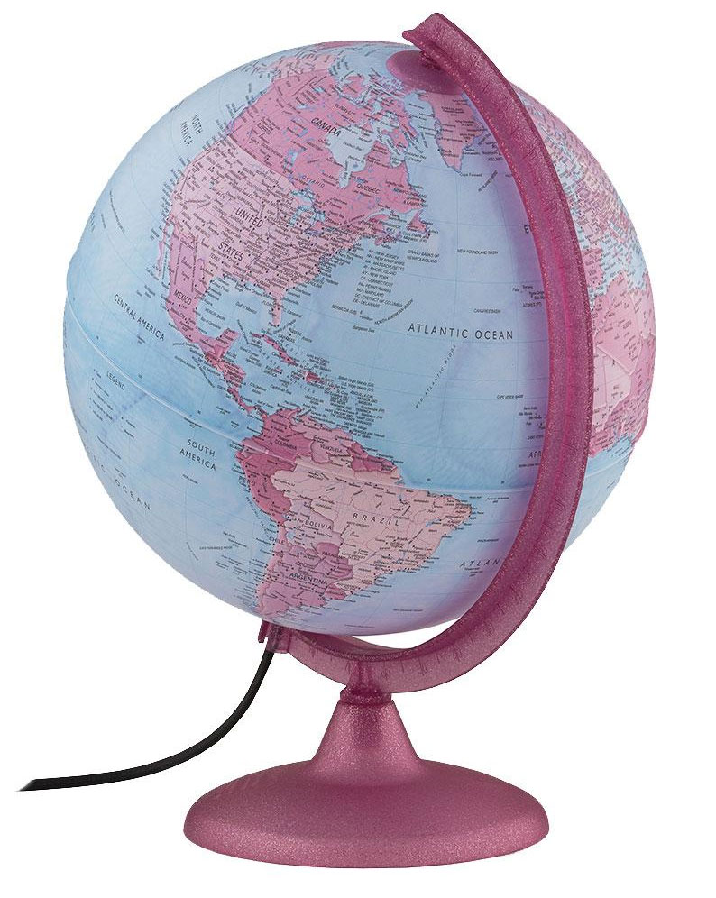 Pink Continental Illuminated World Globe by Waypoint Geographic ...