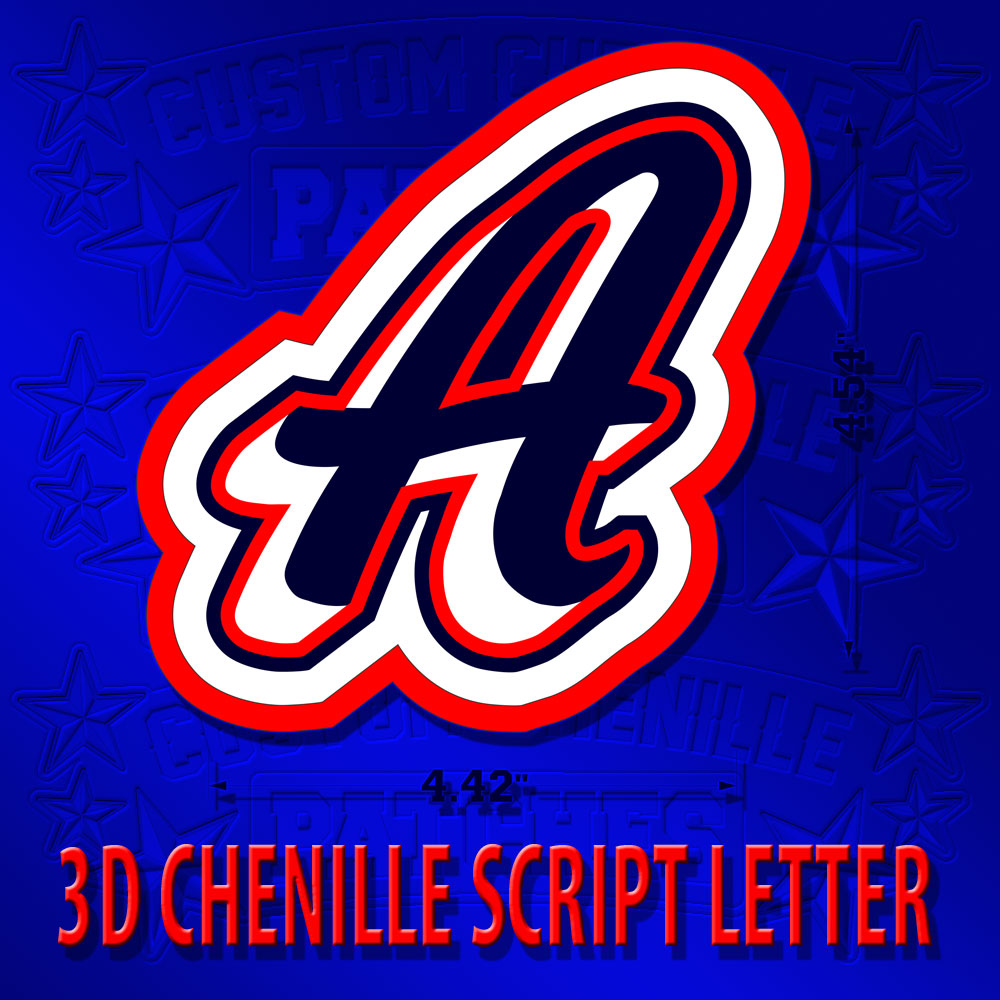 3D Chenille Script Letter Patch from CustomChenillePatches.com