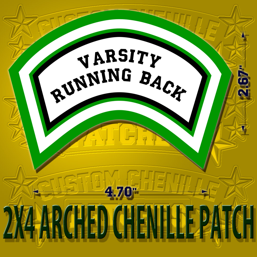 2x4 Inch Arched Chenille Rectangle Patch from CustomChenillePatches.com