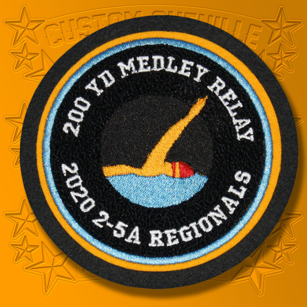 Chenille Backstroke Swimming patch for your Varsity Letterman Jacket