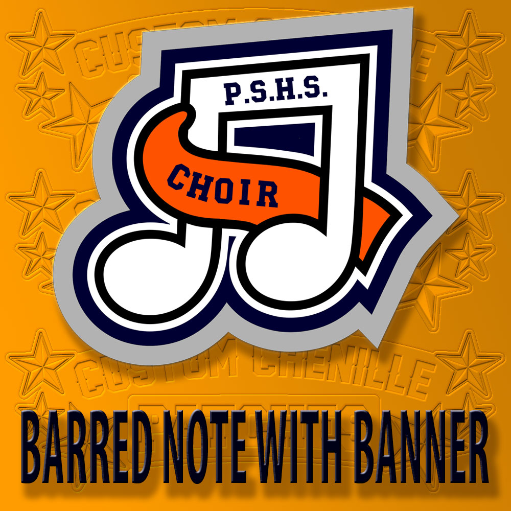 Chenille Barred Note with Banner Patch from CustomChenillePatches.com