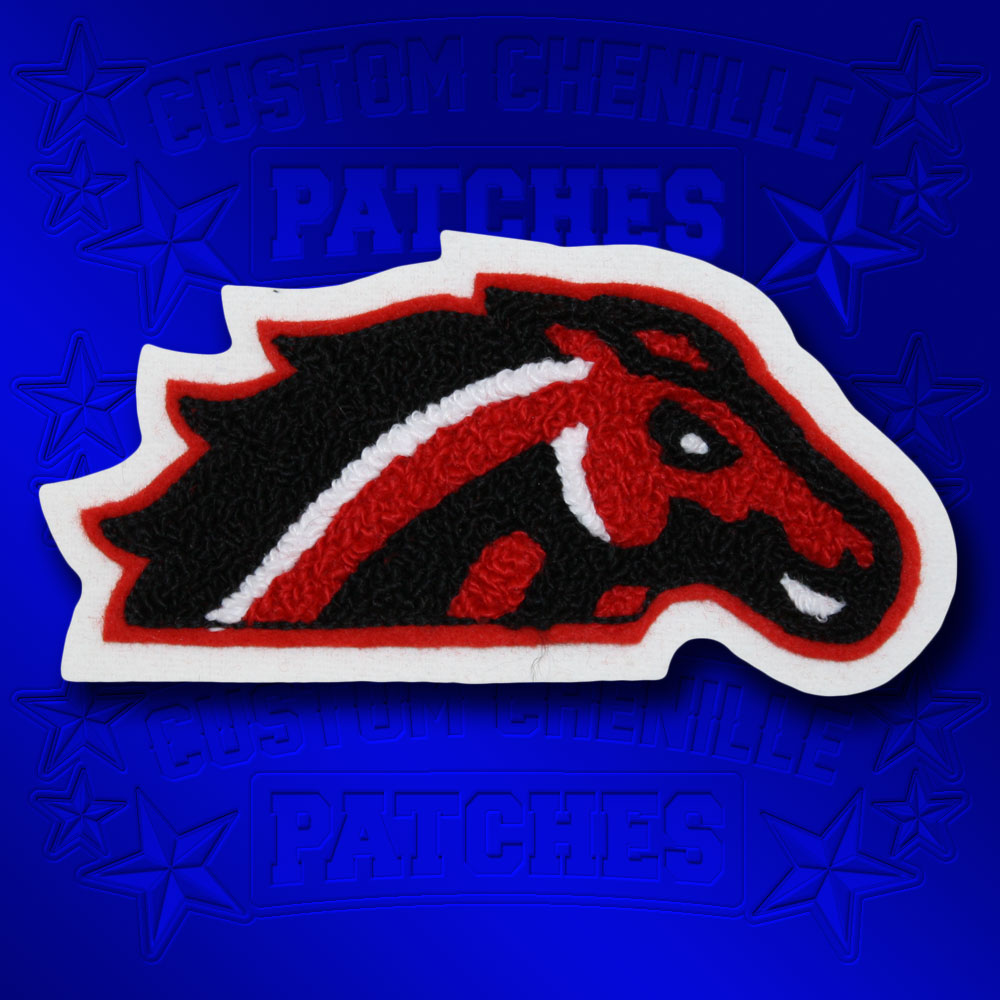 Bronco Head Mascot Chenille Patch for Letterman Jackets