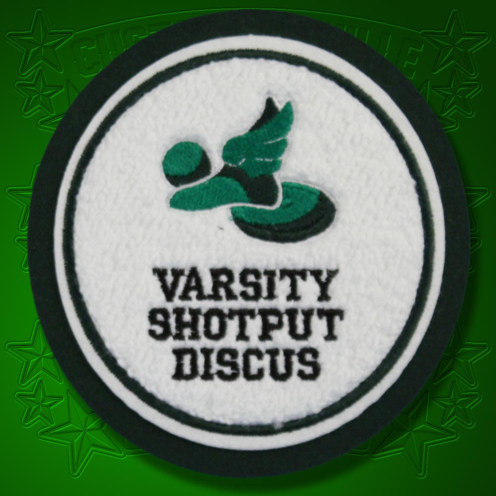 Discus and Shot Put Patch for a Varsity Letterman Jacket