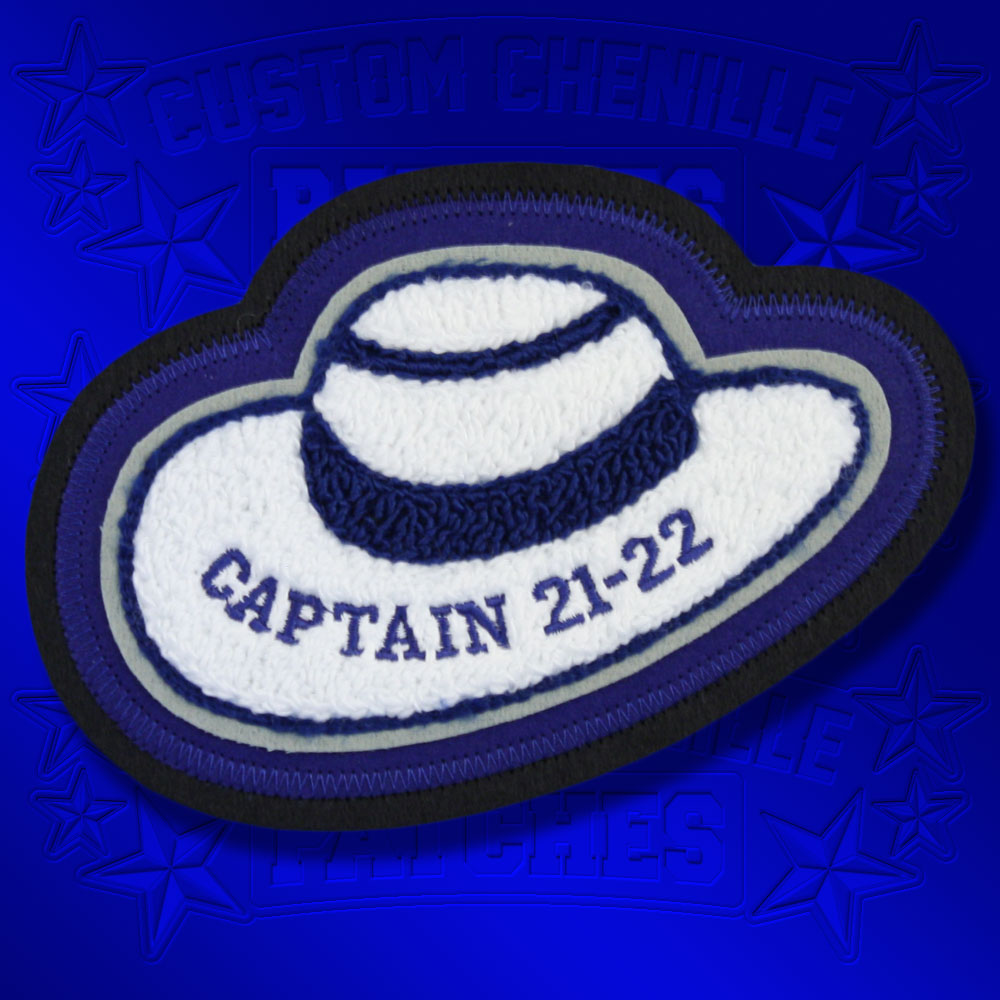 Custom Chenille Drill Team Hat patch for a Letter Jacket