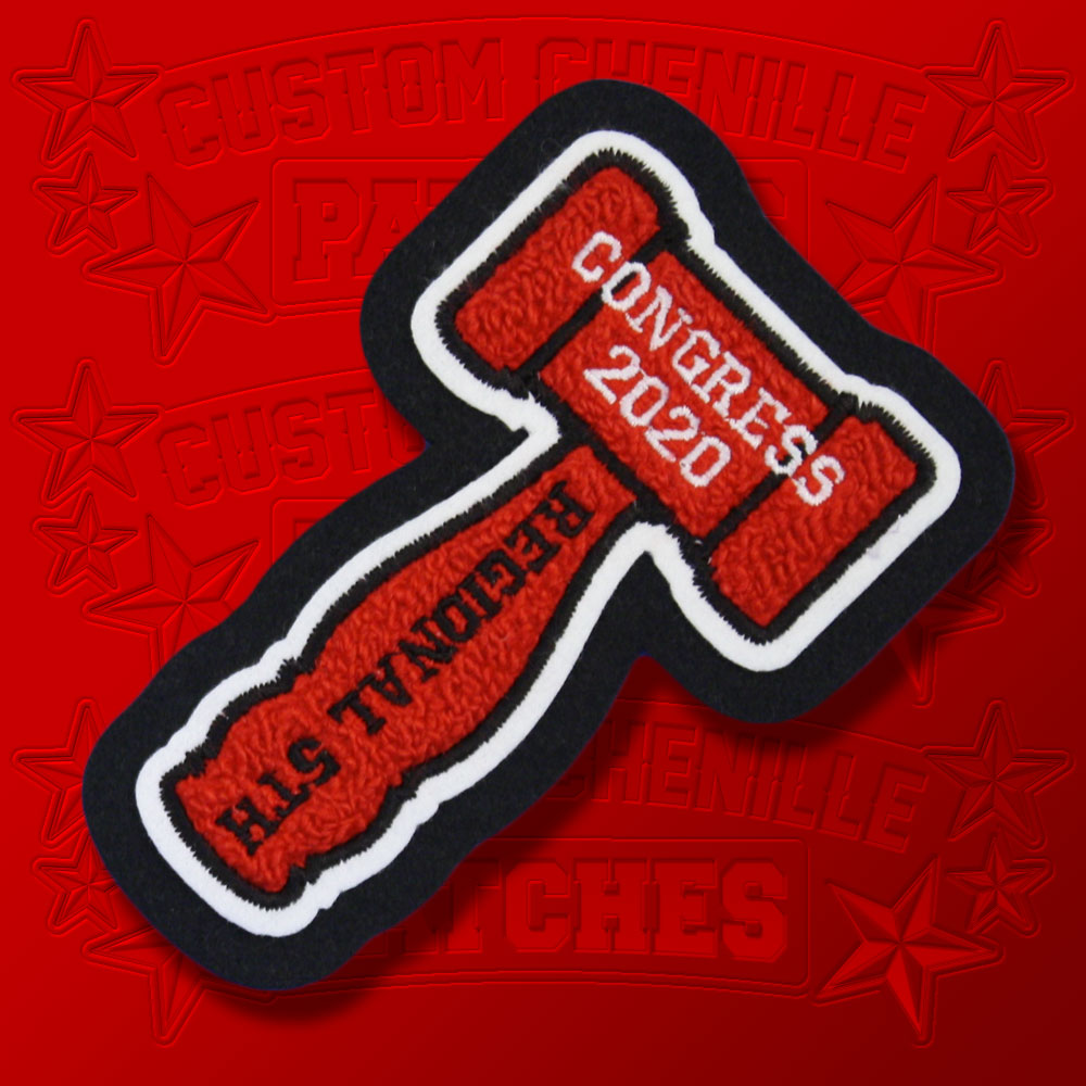 Chenille Gavel Patch for a letter jacket
