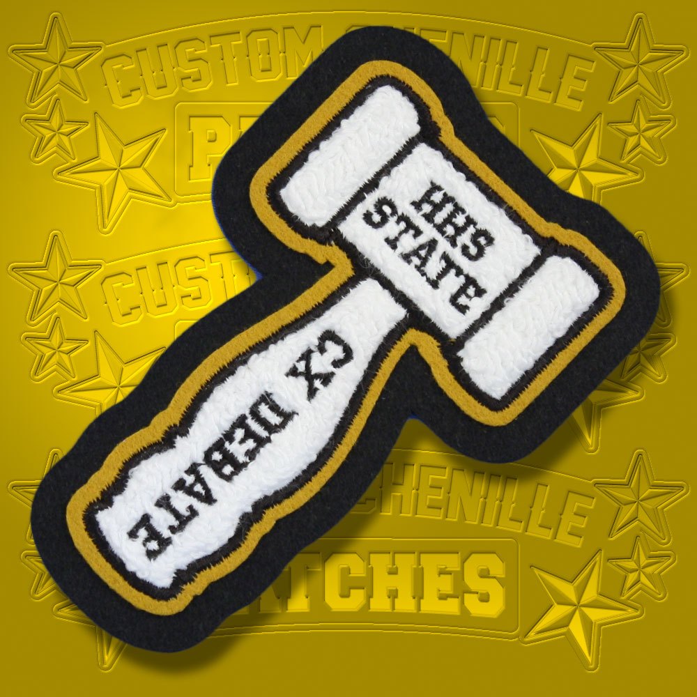Chenille Gavel Patch for a letter jacket