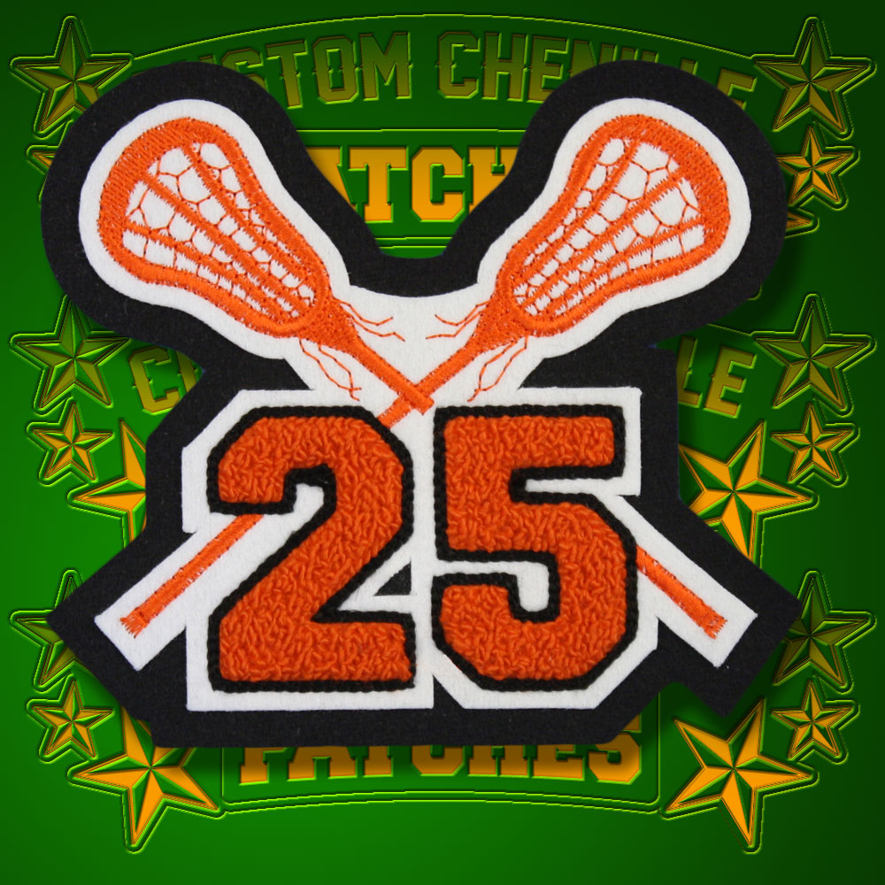 Lacrosse Patch with Chenille Number