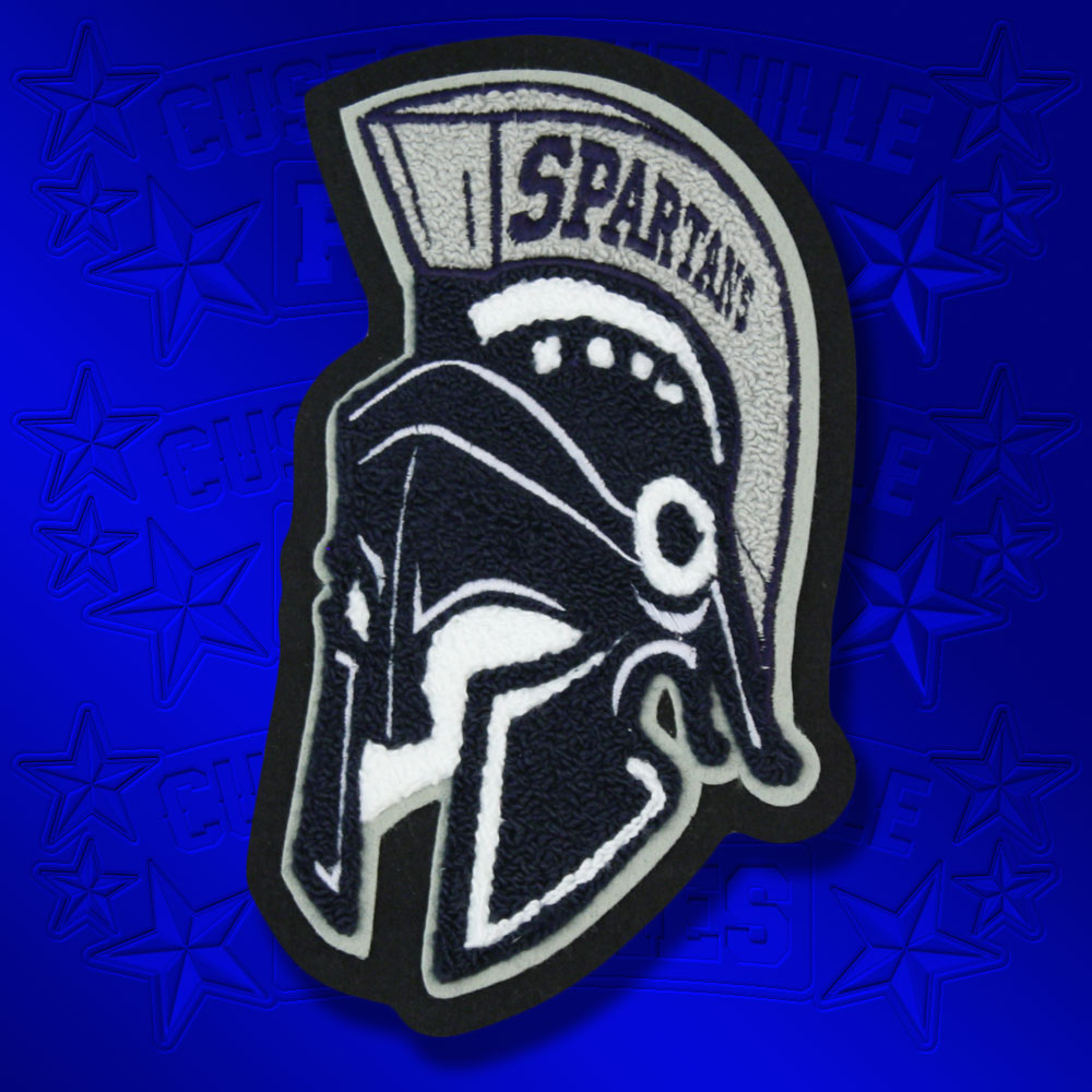 Chenille and Embroidery Custom Spartan Head Mascot Patch for a Varsity ...