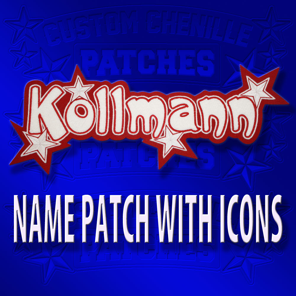 Name Patch with Assorted Icons from Custom Chenille Patches