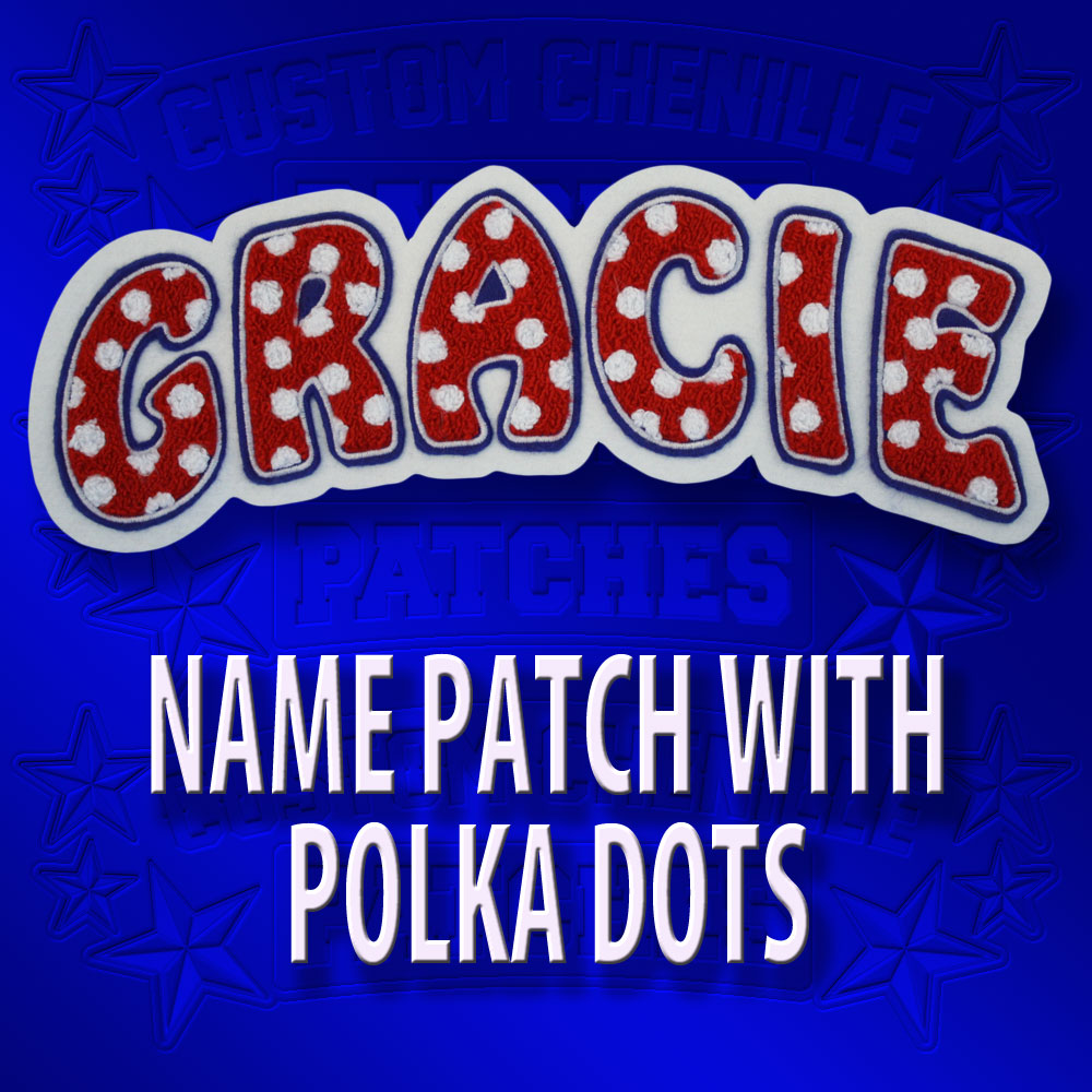 Name Patch with Polka Dots Patch from Custom Chenille Patches