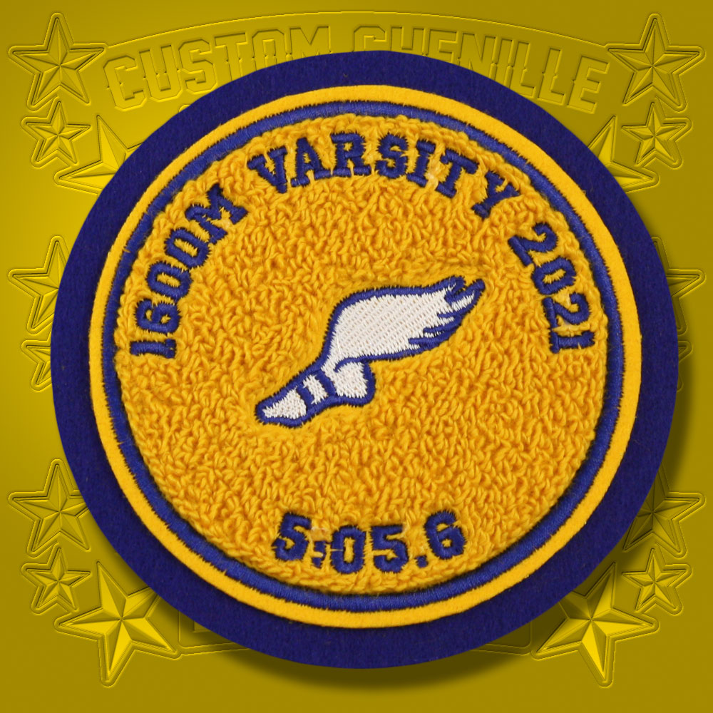 Chenille Track and Field Patch with a Wing Foot icon and availability ...